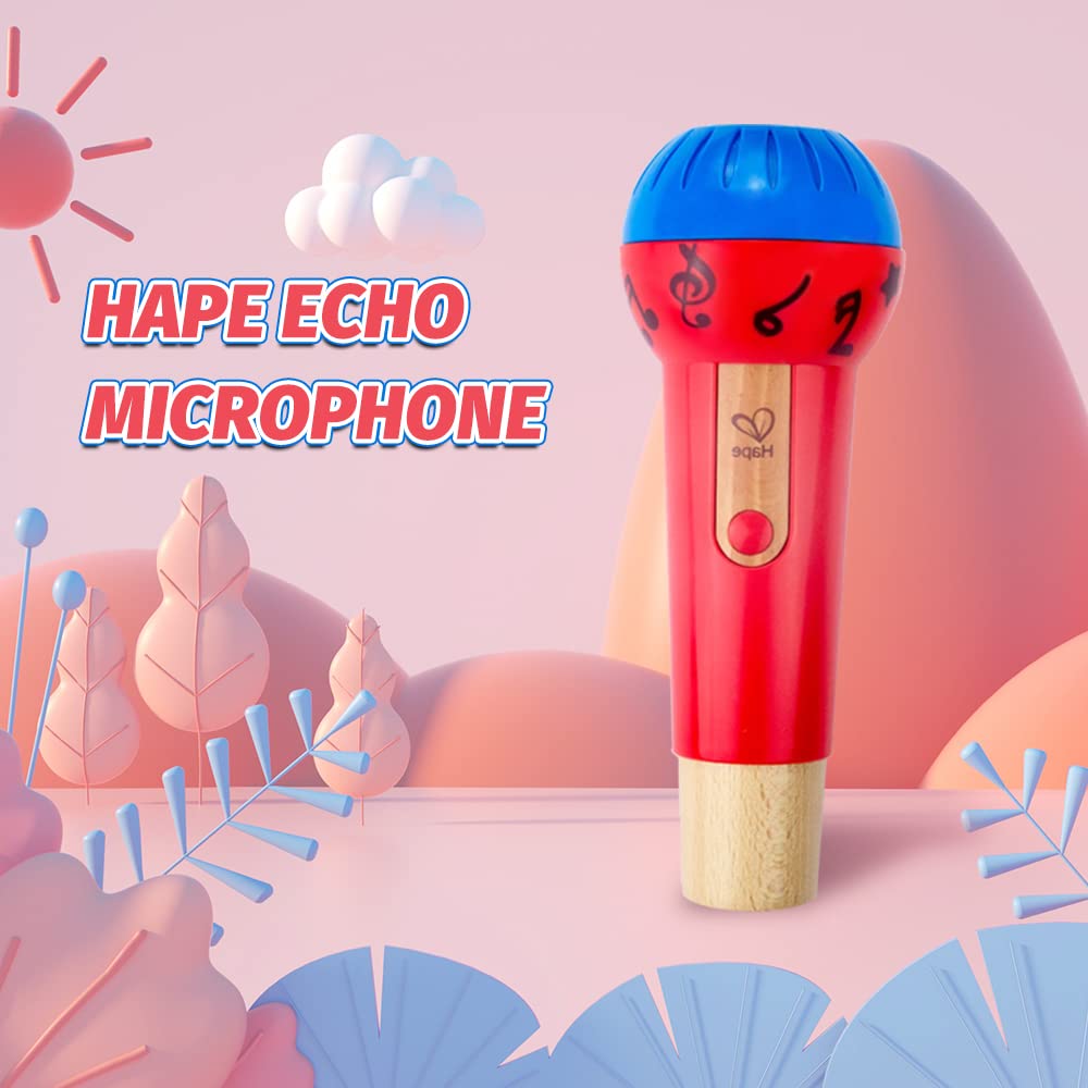 Hape Mighty Echo Microphone | Battery-Free Voice Amplifying Microphone Toy for Kids 1 Year & Up, Red, Model Number: E0337