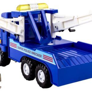 Big Daddy Let's Pretend Wrecker Tow Truck - Friction Powered Police Style Toy Truck with Adjustable Strings