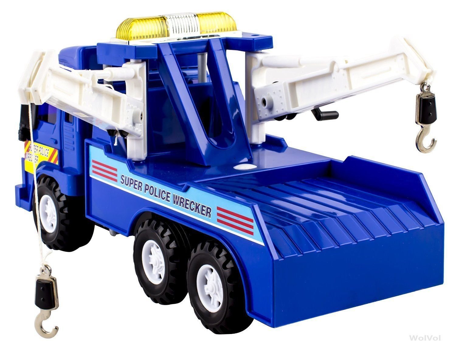 Big Daddy Let's Pretend Wrecker Tow Truck - Friction Powered Police Style Toy Truck with Adjustable Strings