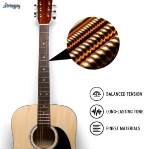 Stringjoy BB1152 Brights 80/20 Bronze Acoustic Guitar Strings, (Super Light Gauge - 11-52)