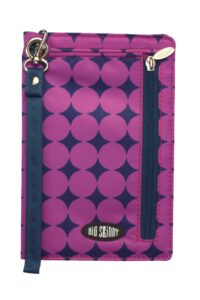 big skinny women's plus myphone bi fold slim plum dot wallet wristlet, plumdot