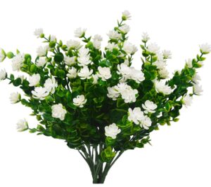 beebel artificial flower greenery plants for home kitchen dining room hanging planter garden,4 bundles / white