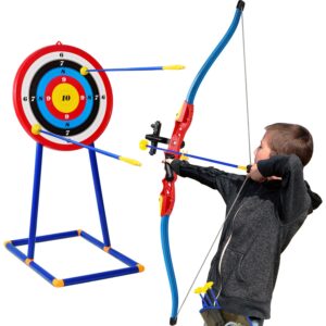 kiddie play bow and arrow for kids toy archery set with target and quiver kids toys age 5, 6, 7, 8, 9 years old boys and girls