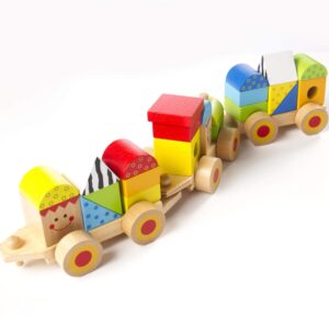 fat brain toys learning locomotive - wooden stacking block train for preschoolers