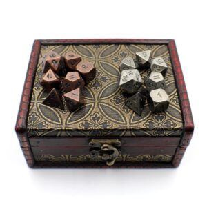 Twin Role Playing Metal Dice Sets with Storage Chest for Tabletop Games