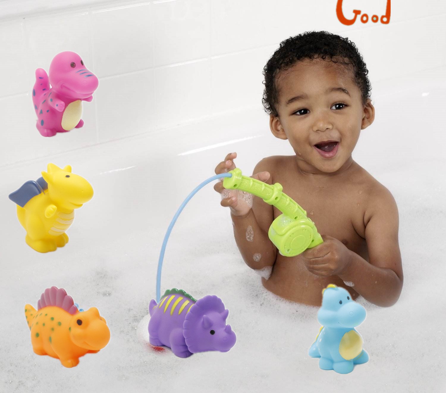 Bathtub Toys Dinosaur Baby Bath Toys Christmas Kids Fun Squirt Toys Floating Bathroom Toys Assorted Colors (6)