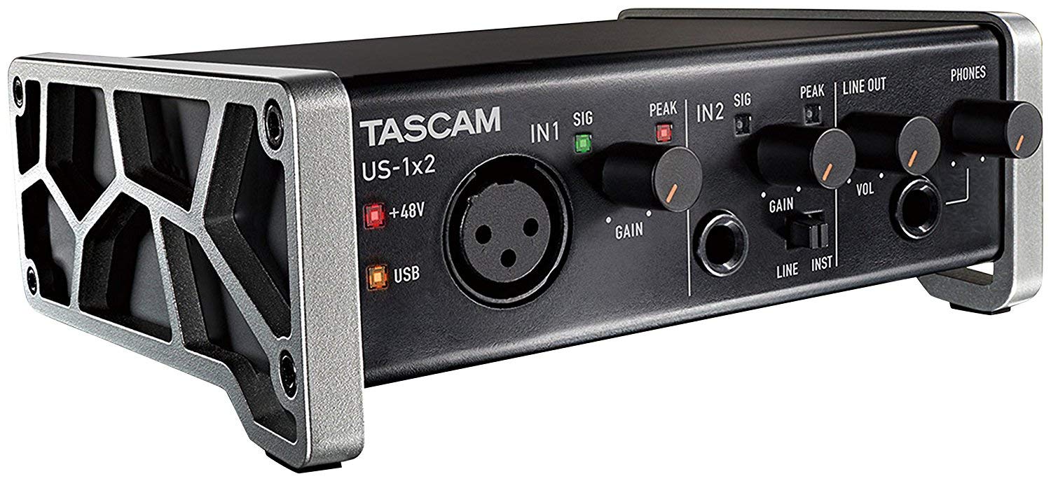 Tascam US-1x2 USB Audio/MIDI Interface with Microphone Preamps and iOS Compatibility