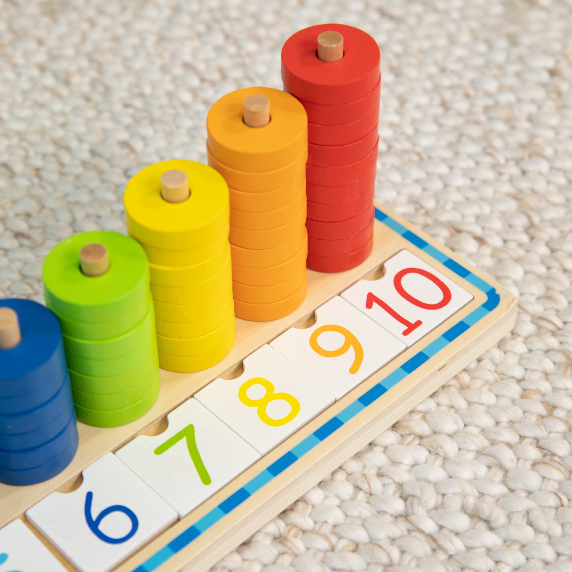 Fat Brain Toys Count and Sort Stacking Tower - Wooden Number-Learning Set, Ages 2+