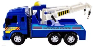 big daddy let's pretend wrecker tow truck - friction powered police style toy truck with adjustable strings