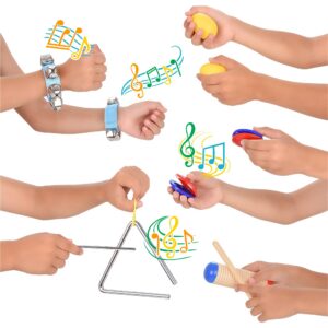 Boxiki kids Musical Instruments Set of 16 PCS - Toddler Educational & Musical Percussion for Kids - with Tambourine, Maracas & Castanets & More to Fine Motor Skills - 3+ Years Olds