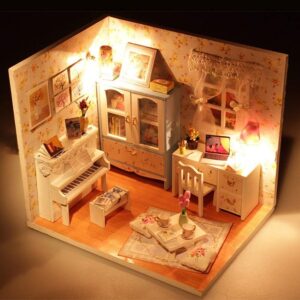 Flever Dollhouse Miniature DIY House Kit Creative Room with Furniture for Romantic Valentine's Gift-Hemiola's Room