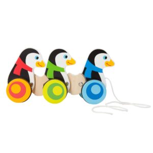 fat brain toys pull along penguins - pull along penguin parade active play for babies