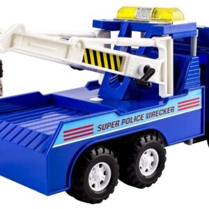 Big Daddy Let's Pretend Wrecker Tow Truck - Friction Powered Police Style Toy Truck with Adjustable Strings