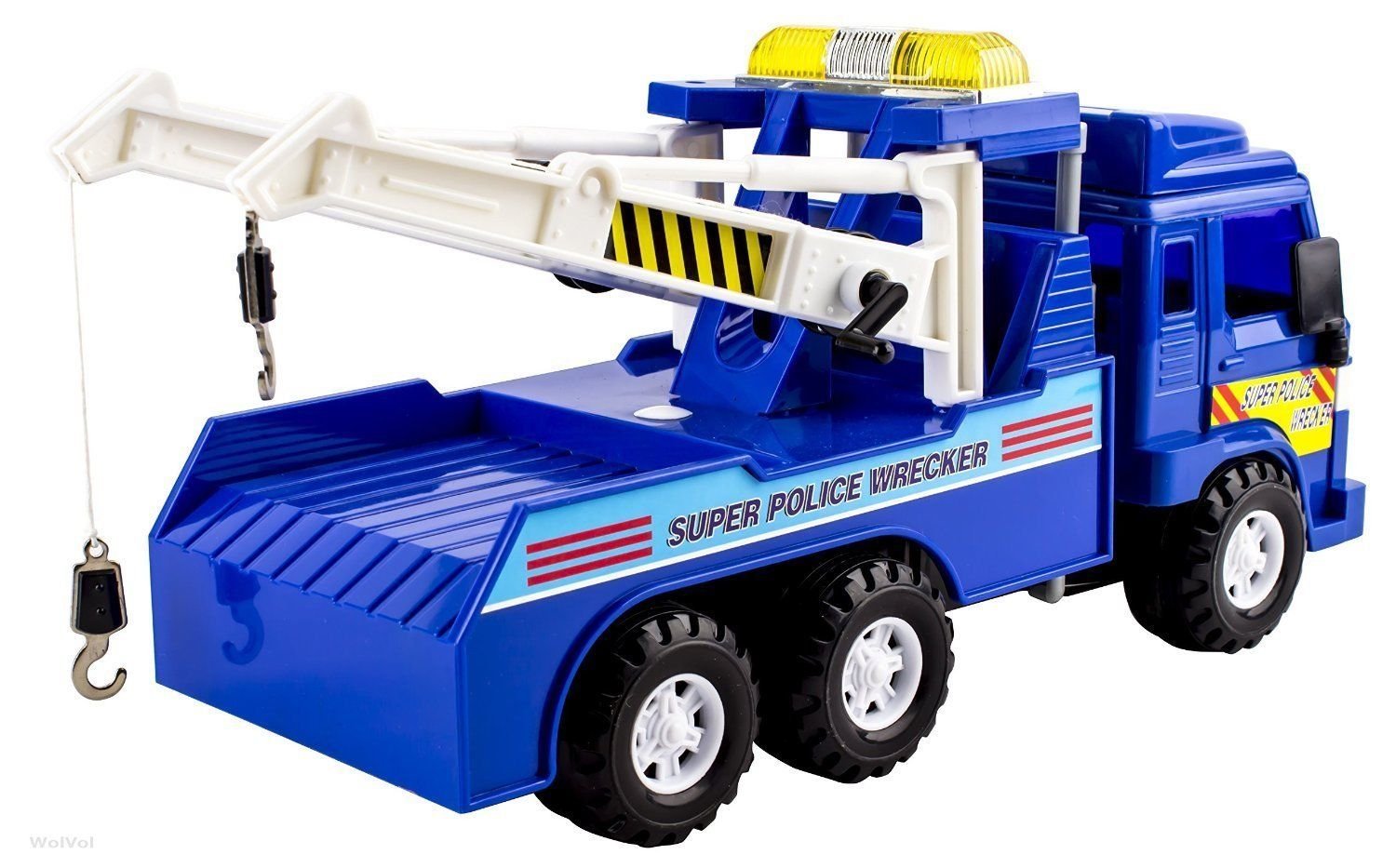 Big Daddy Let's Pretend Wrecker Tow Truck - Friction Powered Police Style Toy Truck with Adjustable Strings