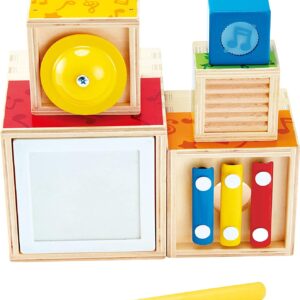 Hape Stacking Music Set | Colorful 6 Piece Musical Box Toy, Wooden Set for Kids 18 months+