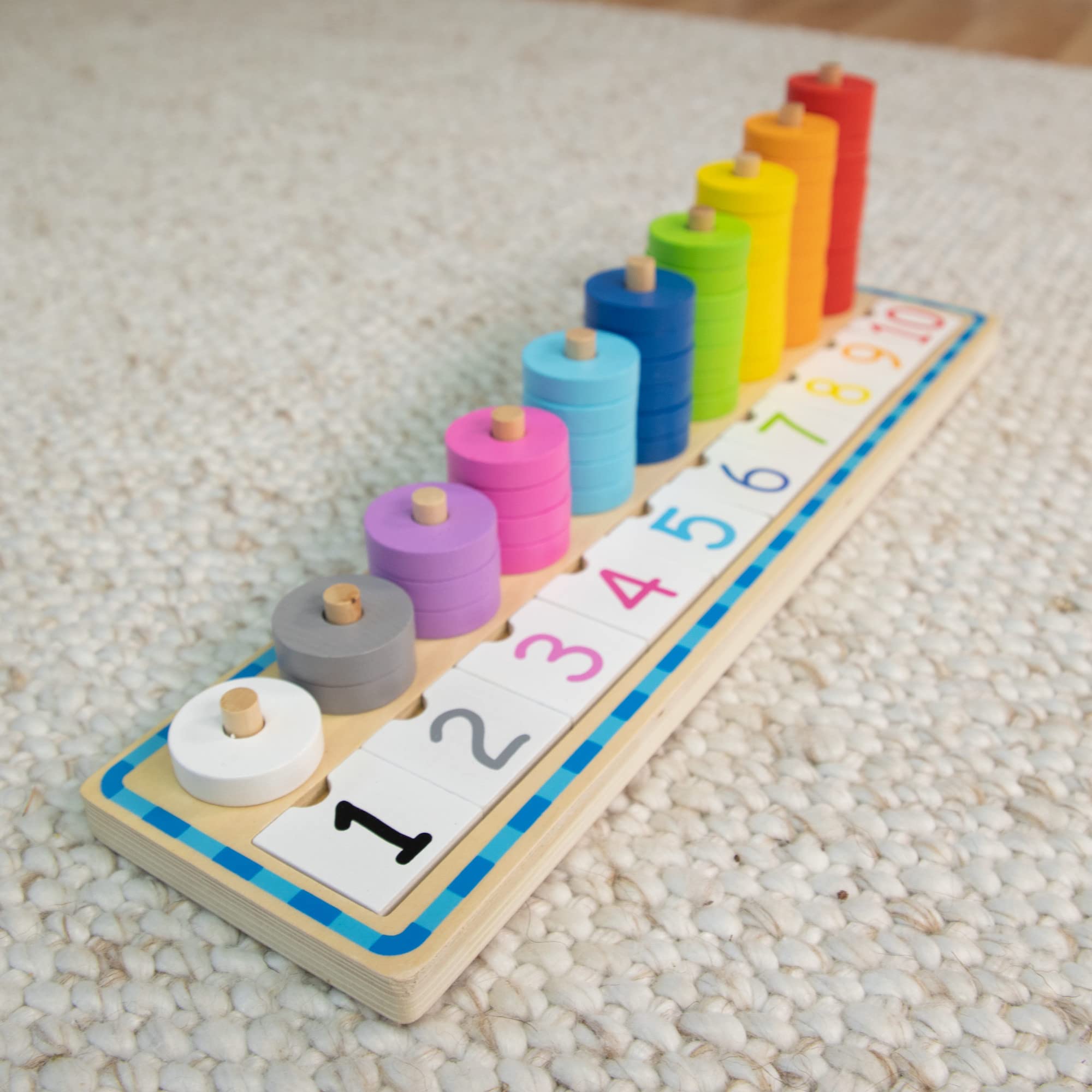 Fat Brain Toys Count and Sort Stacking Tower - Wooden Number-Learning Set, Ages 2+