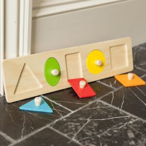 Fat Brain Toys Let's Learn Shapes! Wooden Puzzle - Classic Shape-Sorting for Preschoolers