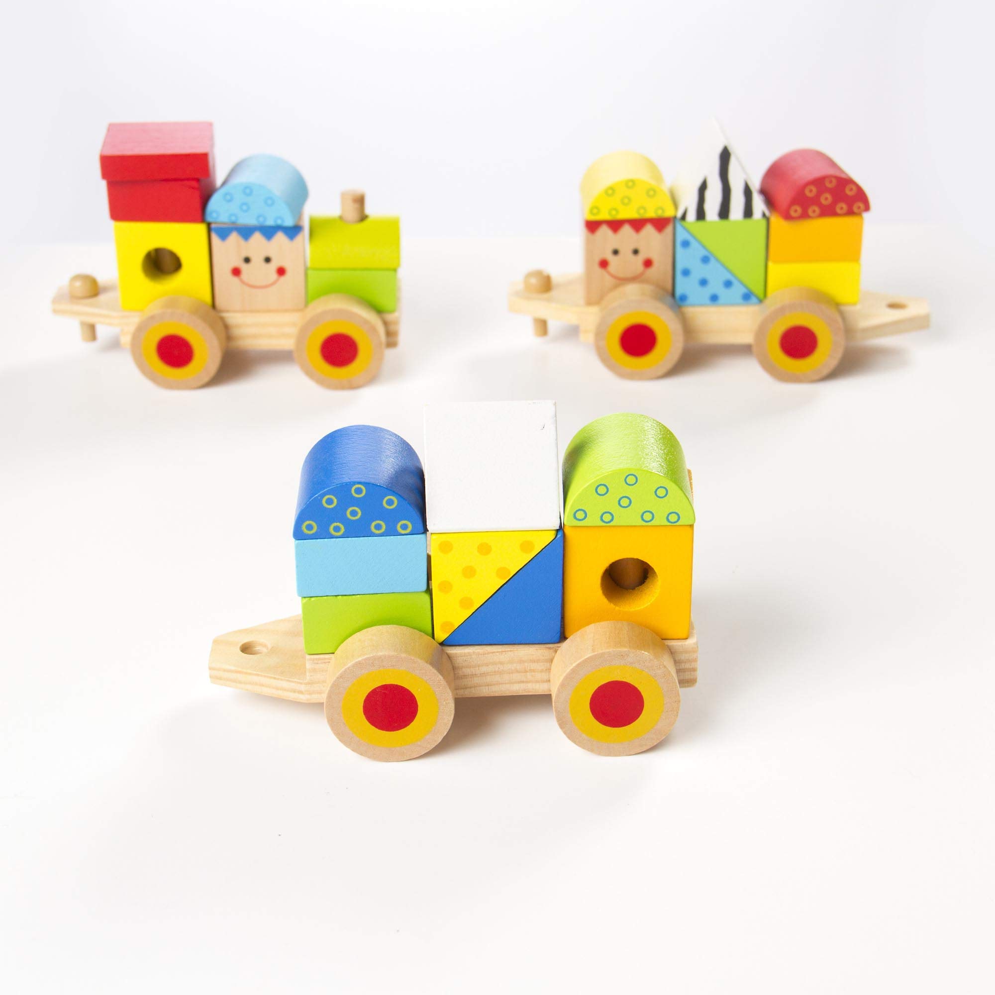 Fat Brain Toys Learning Locomotive - Wooden Stacking Block Train for Preschoolers