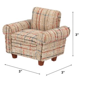 Dollhouse Sofa Armchair Upholstered, Miniature Living Room Furniture Chair, Fabric, Accessories for 6 inch Dolls, 1/12 Scale