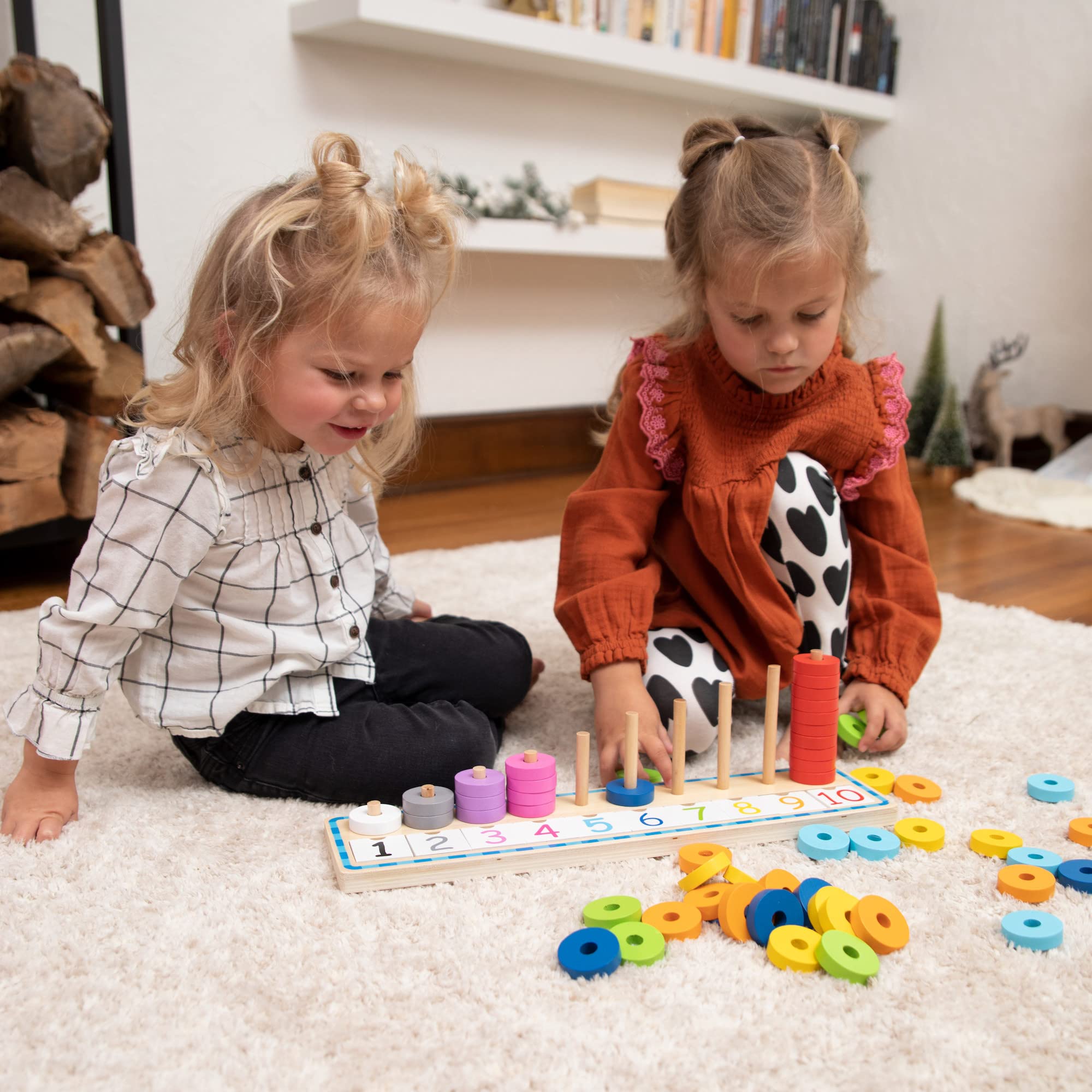 Fat Brain Toys Count and Sort Stacking Tower - Wooden Number-Learning Set, Ages 2+