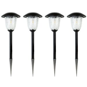 best solar light solarpathf2-2 10x brightness 3000k outdoor solar led filament-style path weatherproof metal light (4 pack), 4-pack, black, 4 piece