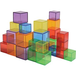 Constructive Playthings Translucent Cube Building Blocks (54-Piece Set)