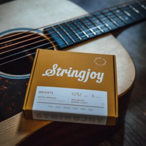 Stringjoy BB1152 Brights 80/20 Bronze Acoustic Guitar Strings, (Super Light Gauge - 11-52)