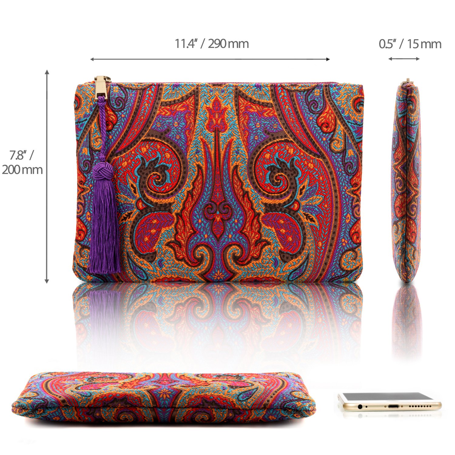 Otto Angelino Designer Women’s Bohemian & Fashion Clutch Purse - Multiple Slots Money, Cards, Smartphone - Ultra Slim