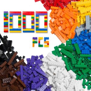 barcaloo 1000 piece building bricks play set, 10 classic colors bulk building blocks, generic brick building parts, for boys and girls, classic