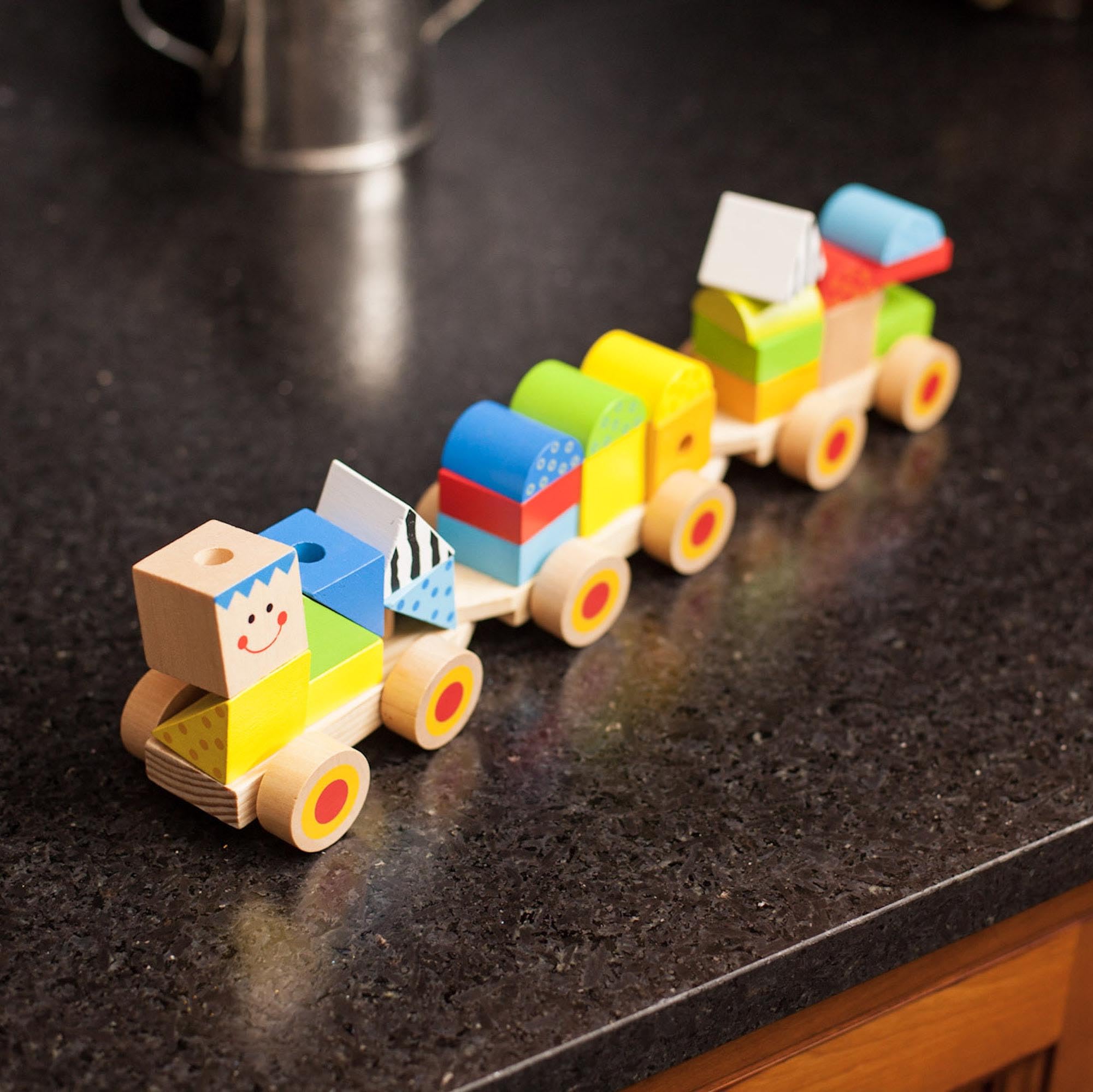 Fat Brain Toys Learning Locomotive - Wooden Stacking Block Train for Preschoolers