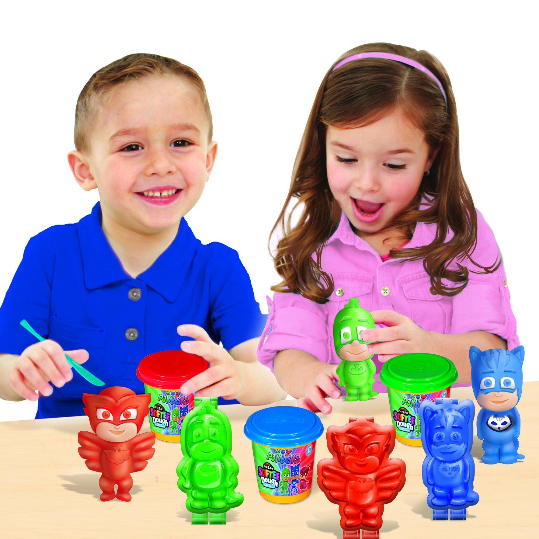 Cra-Z-Art PJ Masks Softee Dough 3D Maker Action Figure Mold N Play, Red, Blue, Green