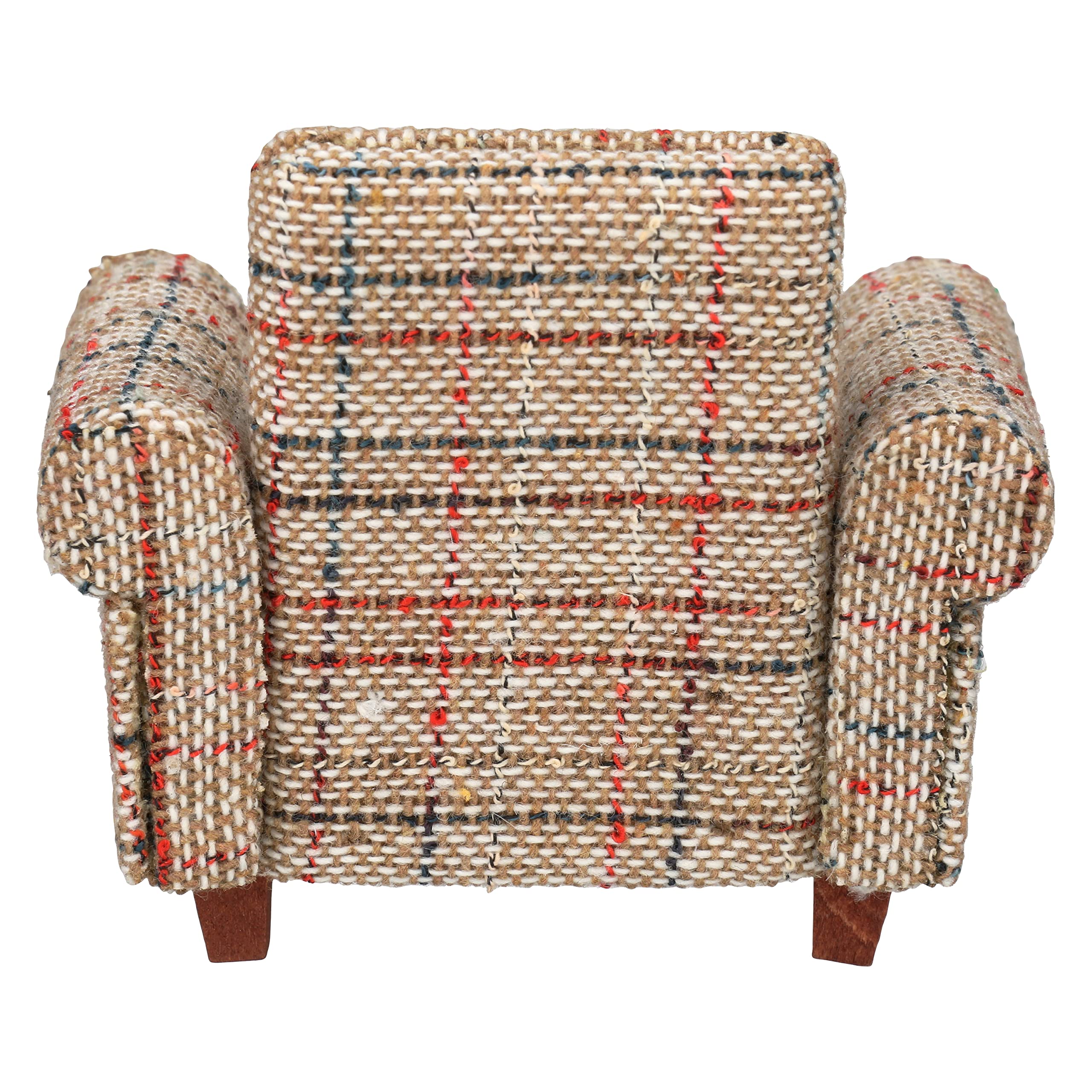 Dollhouse Sofa Armchair Upholstered, Miniature Living Room Furniture Chair, Fabric, Accessories for 6 inch Dolls, 1/12 Scale