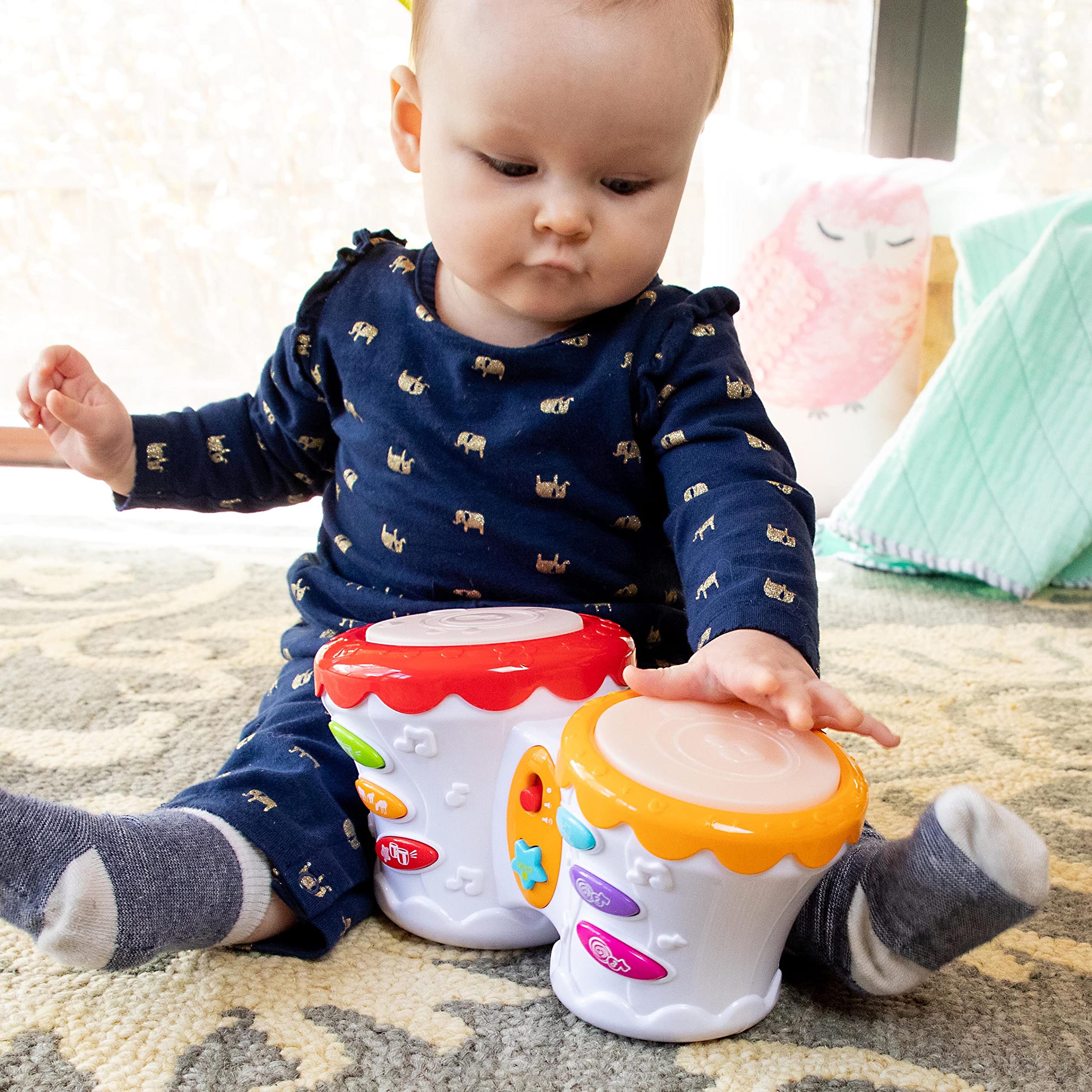 Fat Brain Toys Beat Bop Baby Bongo - Electronic Musical Toy for Babies & Toddlers