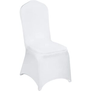 vevor 100 pcs white chair covers polyester spandex chair cover stretch slipcovers for wedding party dining banquet flat-front chair covers