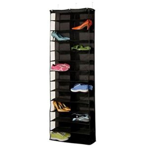 ounona 26 large pockets-over the door hanging shoes organizer,closet shelves rack hanging storage space saver(black)