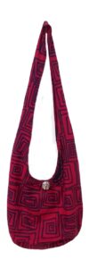 lovely creations's hippie boho new elephant crossbody bohemian gypsy sling shoulder bag"small" size (square red)