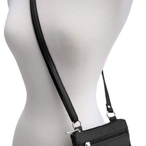 Roma Leathers Genuine X-Large Crossbody Purse, Multi-Pocket, Adjustable Strap, XL, Black