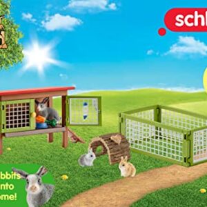 Schleich Farm World, Easter Toys for Boys and Girls Ages 3-8, 8-Piece Playset, Rabbit Hutch and Bunny Playpen Toy Set