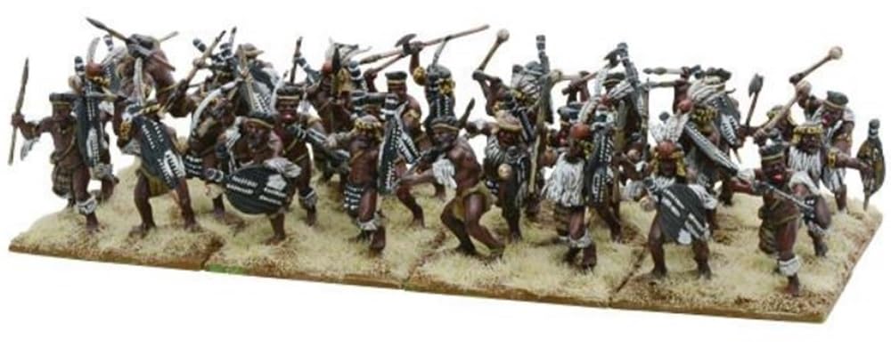 Warlord Black Powder Anglo-Zulu War Unmarried Zulu Impi Tabletop Miniatures - Plastic Paintable Miniature 1700-1900 Soldiers Set, Unpainted Table Top 28mm Military Minifigures for Adults - Figurines