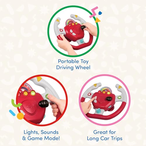 Battat – Interactive Steering Wheel – Portable Car Toy – Kids Games & Songs – Toddler Road Trip – 2 Years + – Geared To Steer