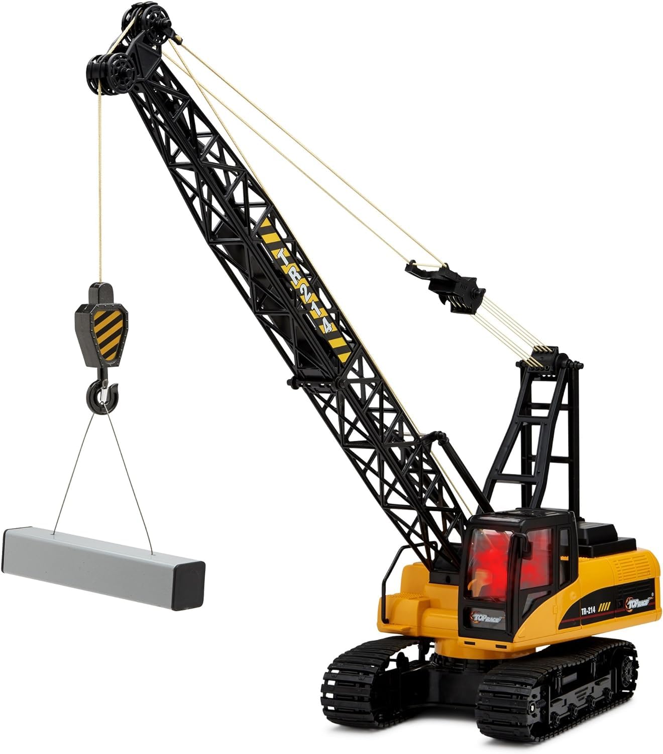 Top Race 15 Channel Remote Control Crane Toy - Battery Powered 1:14 Scale RC Construction Vehicles with Heavy Metal Hook - Crane Truck for Kids 8-12 - Full Functional RC Crane with 2.4GHz Remote