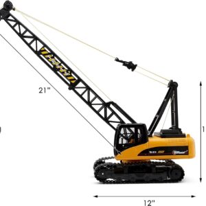 Top Race 15 Channel Remote Control Crane Toy - Battery Powered 1:14 Scale RC Construction Vehicles with Heavy Metal Hook - Crane Truck for Kids 8-12 - Full Functional RC Crane with 2.4GHz Remote