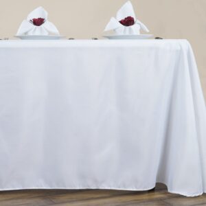 tableclothsfactory round corner polyester rectangle tablecloths 90" x 156" - white