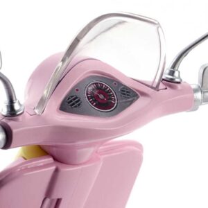 Barbie Toy Scooter with Puppy & Helmet Accessory, Pink & Yellow Moped with Basket, Kickstand & Seat Clip for Doll