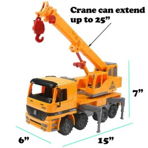 15 inches Oversized Friction Lift Crane Truck Construction Vehicle Toy for Kids