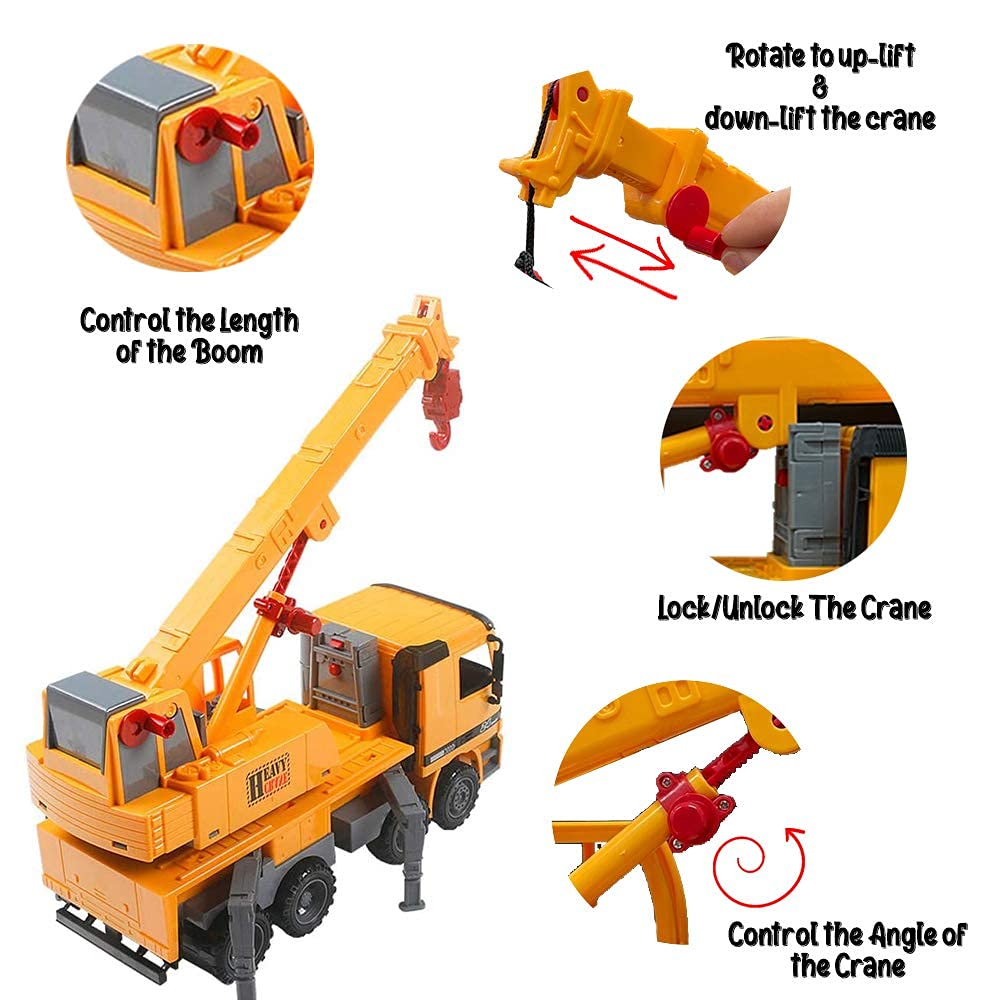 15 inches Oversized Friction Lift Crane Truck Construction Vehicle Toy for Kids