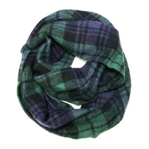 bowbear soft touch winter warm tartan infinity scarf, blue and green