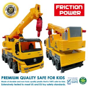 15 inches Oversized Friction Lift Crane Truck Construction Vehicle Toy for Kids