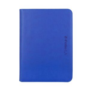 BCW Z-Folio 9-Pocket LX Album - Blue | Secure Zipper Card Organizer | Premium Leatherette Card Collection Binder | Trading Card Binder for Pokemon, MTG, Sport Cards and More