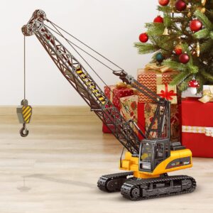 Top Race 15 Channel Remote Control Crane Toy - Battery Powered 1:14 Scale RC Construction Vehicles with Heavy Metal Hook - Crane Truck for Kids 8-12 - Full Functional RC Crane with 2.4GHz Remote